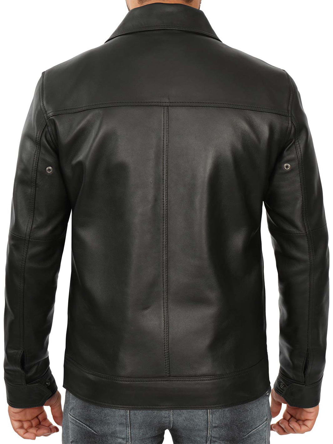 Thomas Men Harrington Black Leather Jacket - Real Lambskin – Decrum